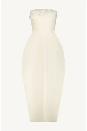 Lela Rose Strapless Knit Bubble Dress With Rose Detail