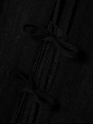 Lisa Marie Fernandez Hooded Crinkled Linen-blend Gauze Kaftan - Black