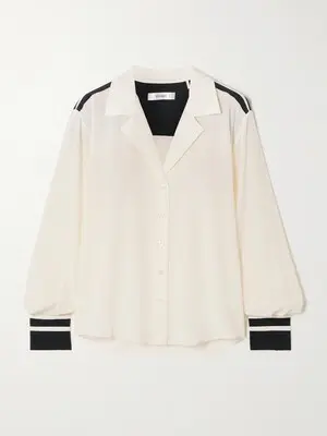 FRAME Striped Silk-crepe Shirt - Neutrals