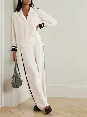 FRAME Striped Silk-crepe Shirt