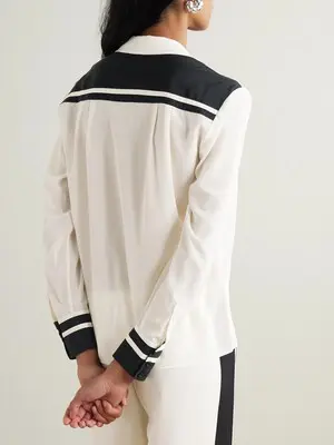 FRAME Striped Silk-crepe Shirt