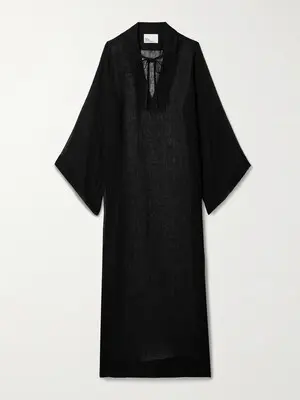 Lisa Marie Fernandez Linen-blend Gauze Kaftan - Black