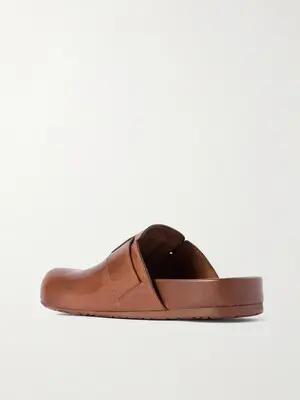 Loewe Ease Buckled Leather Mules - Brown