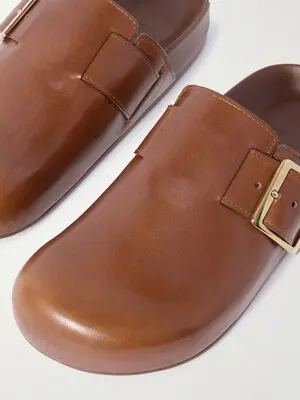 Loewe Ease Buckled Leather Mules - Brown