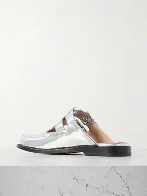 Loewe Campo Metallic Leather Mary Jane Mules - Silver