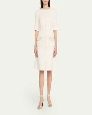Rickie Freeman For Teri Jon Bead-embellished Boucle Dress