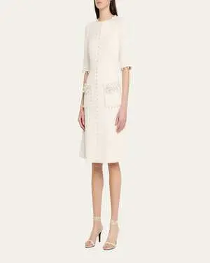 Rickie Freeman For Teri Jon Bead-embellished Boucle Dress