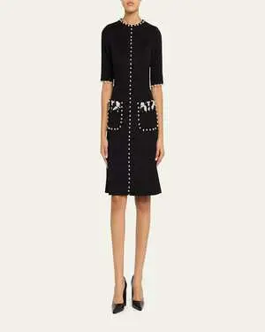 Rickie Freeman For Teri Jon Bead-embellished Boucle Dress