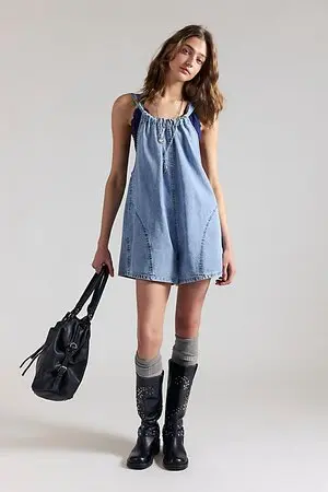 Free People We The Free Freebird Shortalls - Capri Blue