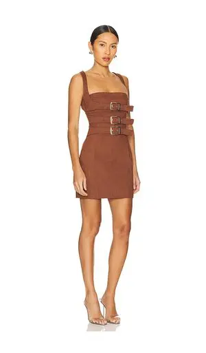 BY.DYLN Cindy Mini Dress With Belt Accents - Rust