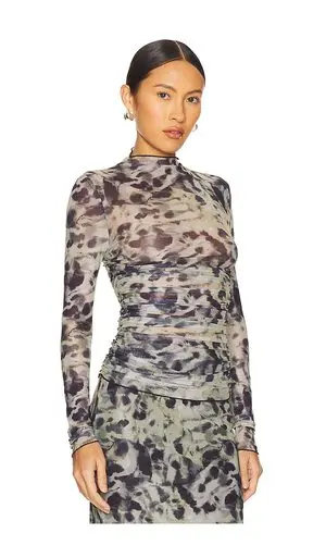 BY.DYLN Nina Mesh Top - Leopard