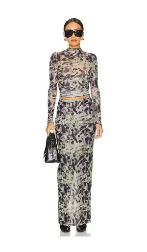 BY.DYLN Nina Mesh Top - Leopard