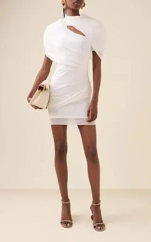 Jacquemus Castagna Cutout Draped Chiffon Mini Dress