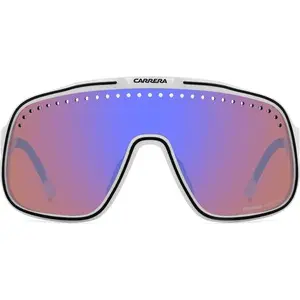 Carrera Eyewear 99mm Mask Shield Sunglasses - Matte White/ Blue Ml Hc