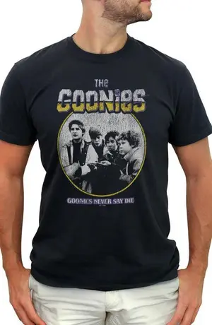 THE GOONIES Never Say Die Distressed Graphic T-shirt
