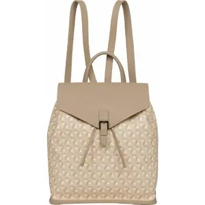 LANCASTER Ikon Backpack With Flap And Snap Closure - Beige