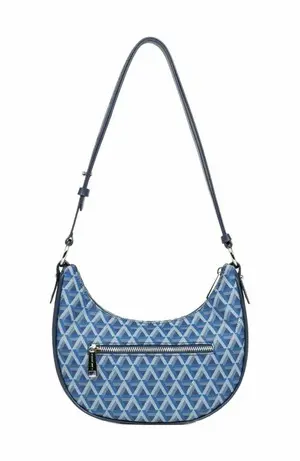 LANCASTER Ikon It Zipped Hobo Bag - Bleu