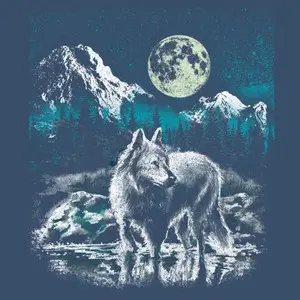 LOST GODS Classic Wolf Scene Short Sleeve Graphic T-shirt