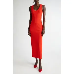 St. John Scoop Neck Fine Rib Tank Dress