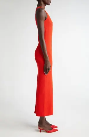 St. John Scoop Neck Fine Rib Tank Dress