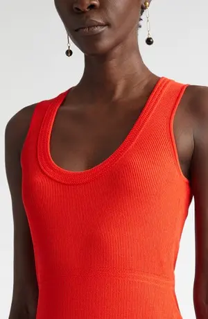 St. John Scoop Neck Fine Rib Tank Dress