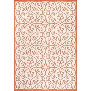 JONATHAN Y Madrid Vintage Filigree Textured Weave Indoor/outdoor Area Rug - Cream/orange