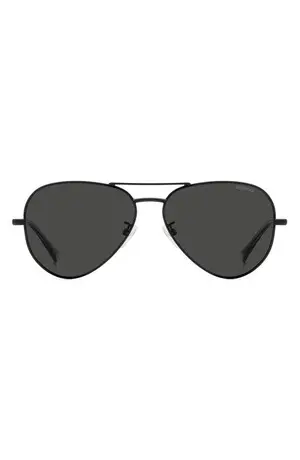POLAROID 59mm Polarized Aviator Sunglasses - Black/ Grey Polar