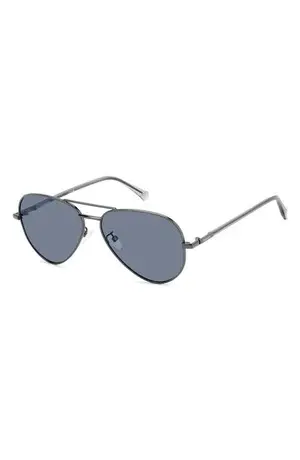 POLAROID 59mm Polarized Aviator Sunglasses - Dark Ruthenium/ Blue Polar
