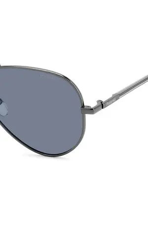 POLAROID 59mm Polarized Aviator Sunglasses - Dark Ruthenium/ Blue Polar