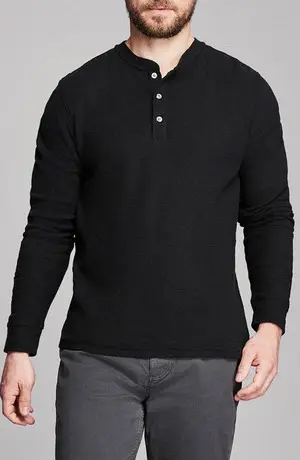 Billy Reid Slub Tuck Henley - Black
