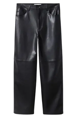 Mango Straight Leg Faux Leather Trousers