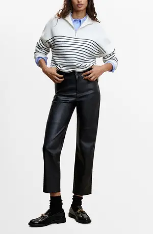 Mango Straight Leg Faux Leather Trousers