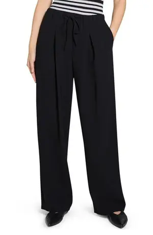 Theory Drawstring Wide Leg Trousers - Black
