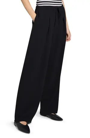 Theory Drawstring Wide Leg Trousers - Black