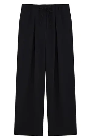 Theory Drawstring Wide Leg Trousers - Black