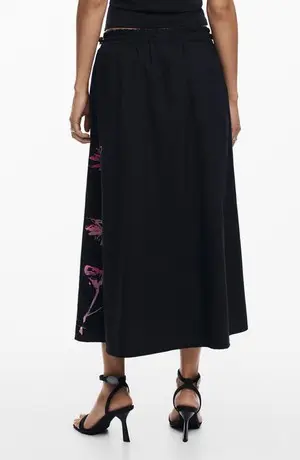 Desigual Orchid Print A-line Skirt