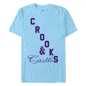 CROOKS & CASTLES Purple Big Bold Logo Short Sleeve Graphic T-shirt - Light Blue