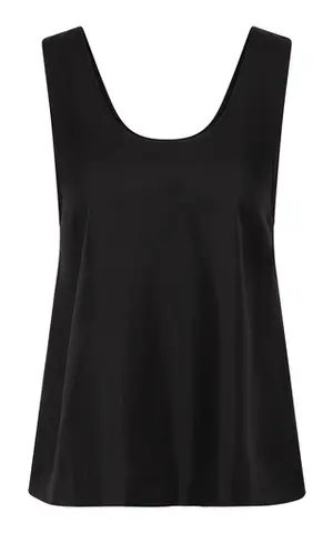 ST. AGNI Scoop-neck Silk-twill Top - Black