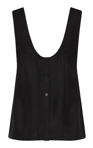 ST. AGNI Scoop-neck Silk-twill Top - Black
