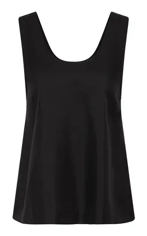 ST. AGNI Scoop-neck Silk-twill Top - Black