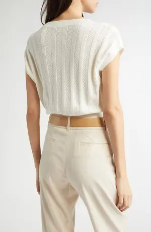 Eleventy Mixed Stitch V-neck Crop Sweater Vest