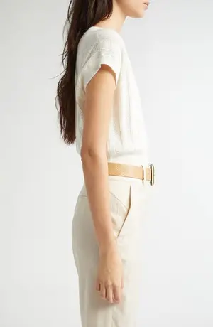 Eleventy Mixed Stitch V-neck Crop Sweater Vest