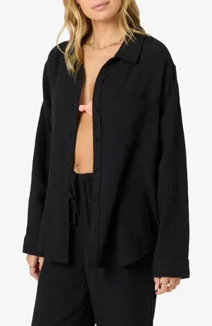 O'Neill Leni Oversize Cotton Gauze Button-up Shirt