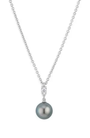Mikimoto Morning Dew Peacock Pearl And Diamond Pendant Necklace - 18k White Gold