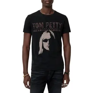 John Varvatos Tom Petty Appliqué Organic Cotton Graphic T-shirt - Black