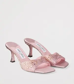 JIMMY CHOO Skye Embellished Leather Mules - Pink
