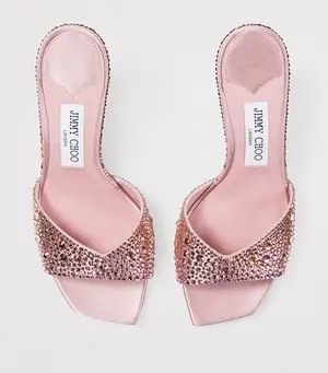 JIMMY CHOO Skye Embellished Leather Mules - Pink