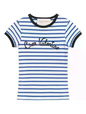 Valentino Garavani Striped Jersey T-shirt - Blue