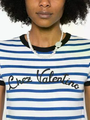 Valentino Garavani Striped Jersey T-shirt - Blue