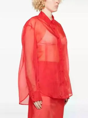 THE FRANKIE SHOP Peri Sheer Shirt - Red